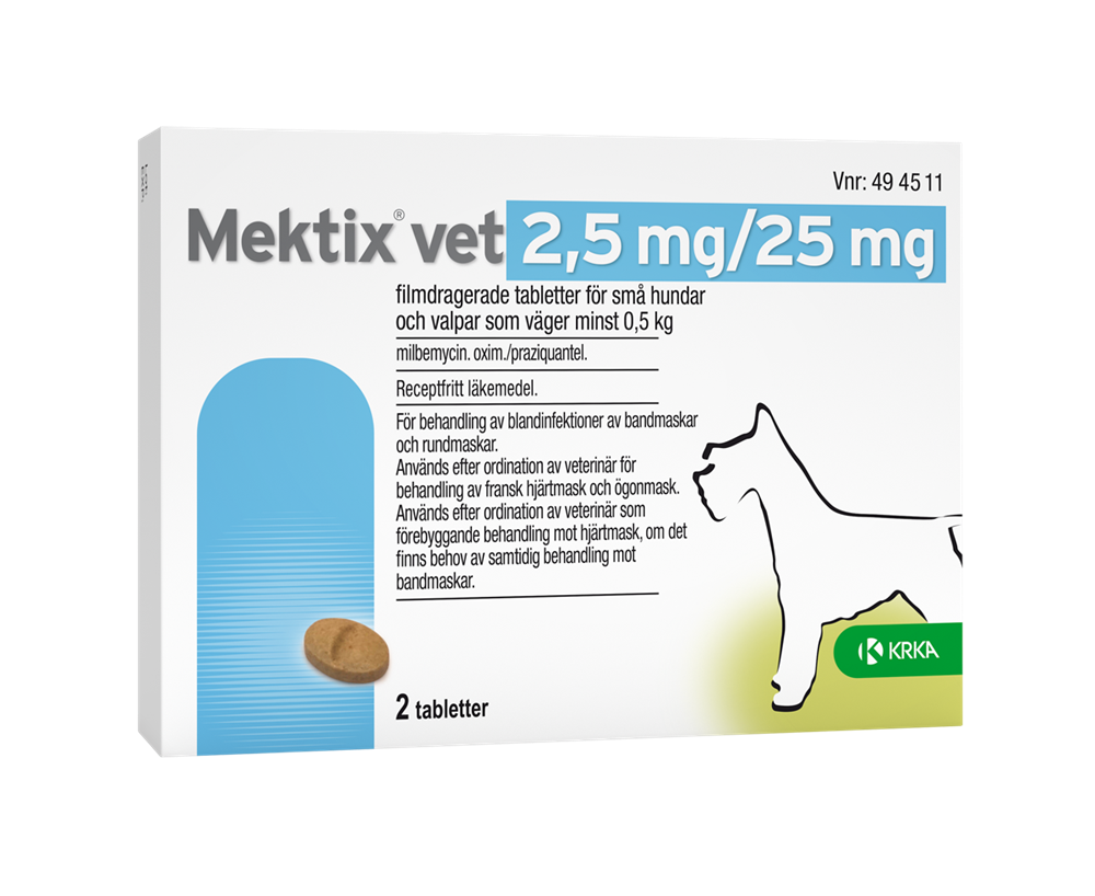 Mektix vet 2,5 mg/25 mg 2 st filmdragerade tabletter för v... | Vetapotek